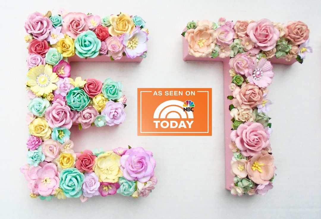 Christmas Gift, Custom Floral Monogram Letter, Bridal Shower Gift ...