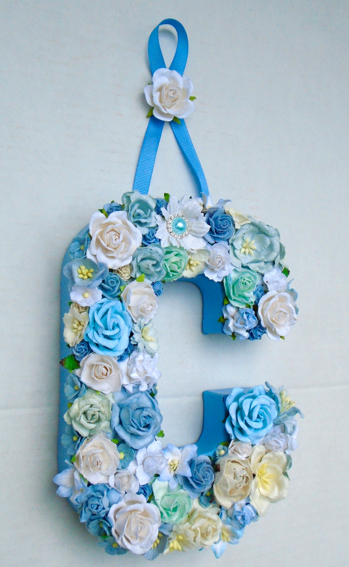 Floral Monogram Letter Paper Flower Initial in Your Color - Etsy