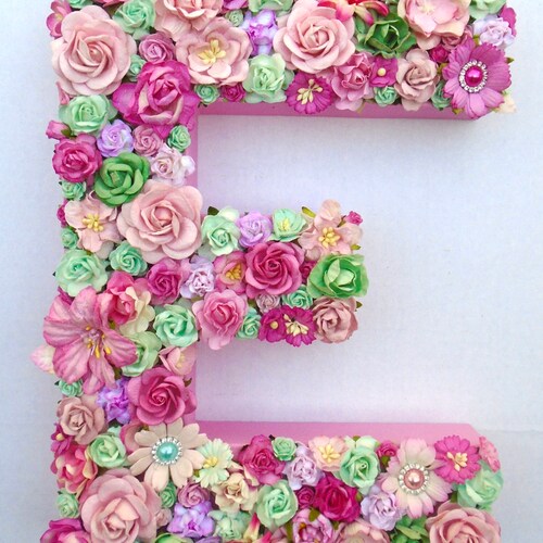 Custom Floral Letter Monogram Paper Flower Initial in Your - Etsy