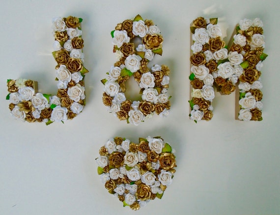 Custom Floral Letter Couple Initials With Coordinating Heart | Etsy