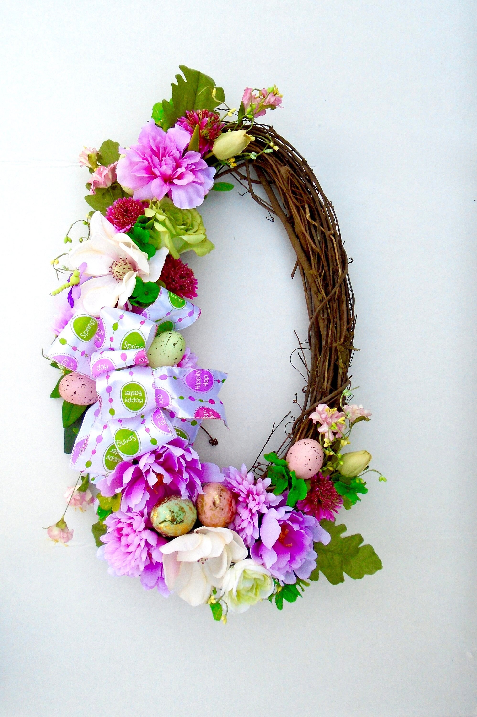 Easter Grapevine Wreath, Spring Floral Wreath, Door Wreath, Spring ...
