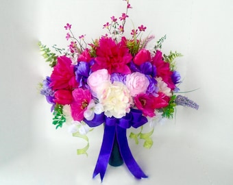 Spring Cemetery Arrangement, Cemetery Cone, Graveside Flowers, Mother's ...