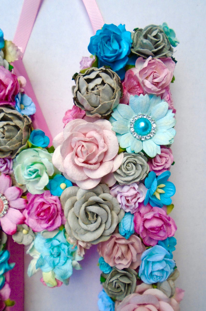 Custom Floral Letter Monogram Paper Flower Initial in Your - Etsy