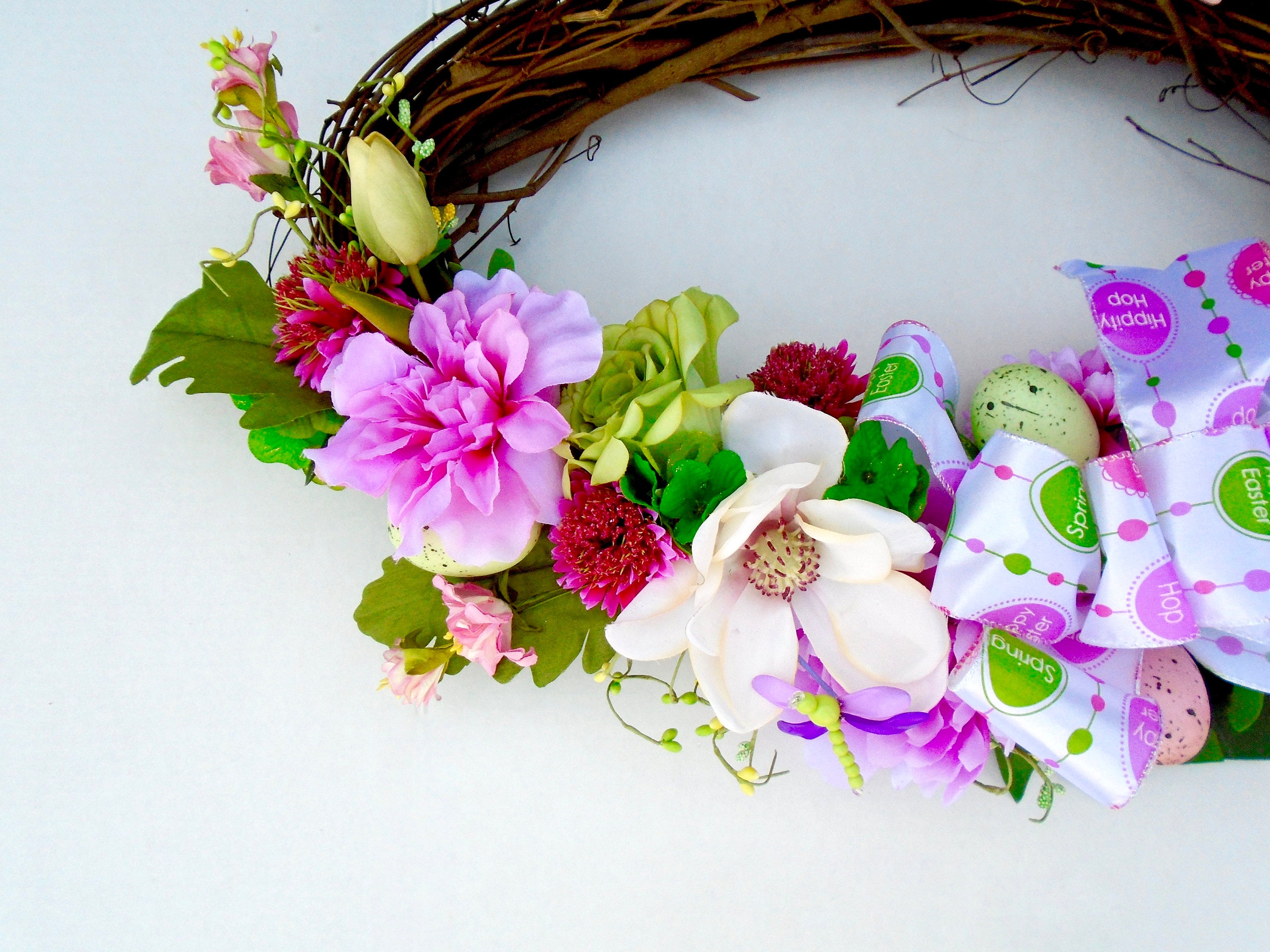 Easter Grapevine Wreath, Spring Floral Wreath, Door Wreath, Spring ...