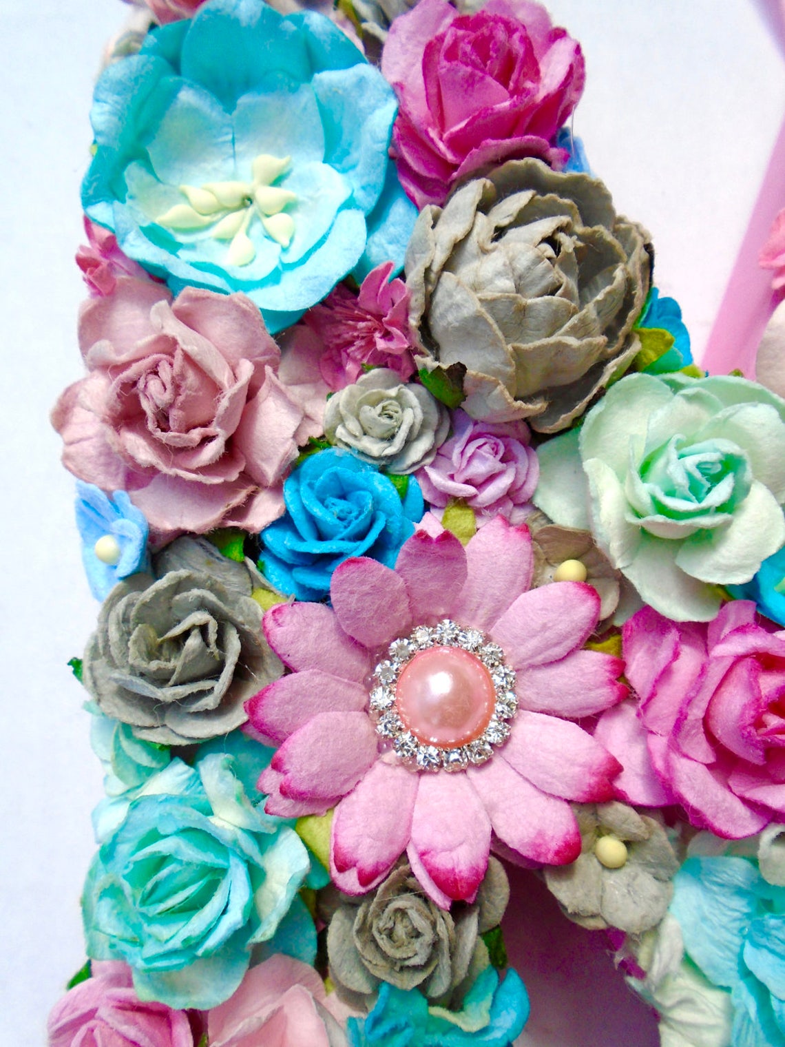 Custom Floral Letter Monogram Paper Flower Initial in Your - Etsy