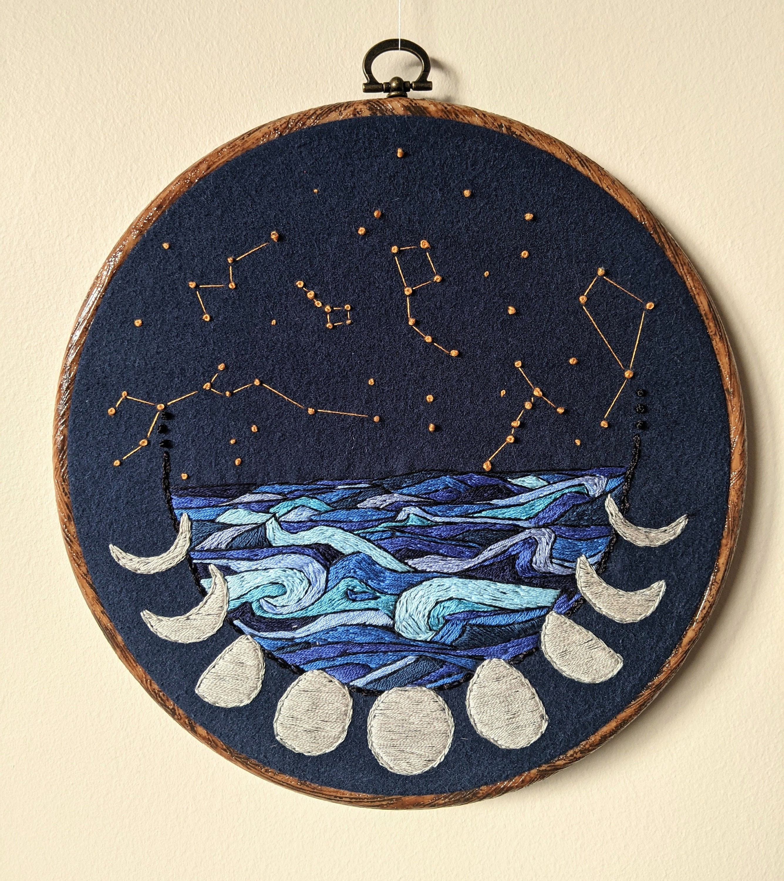 Sea & Stars Embroidery Pattern. Constellations Waves Moon - Etsy