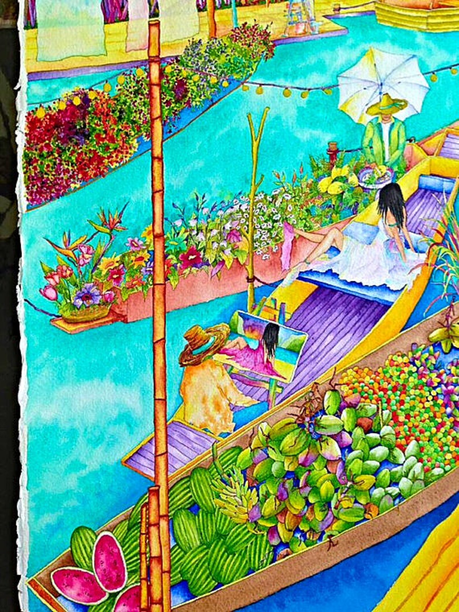 The Floating Market-watercolor Paper - Etsy