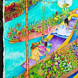 The Floating Market-watercolor Paper - Etsy