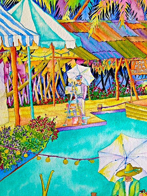 The Floating Market-watercolor Paper - Etsy