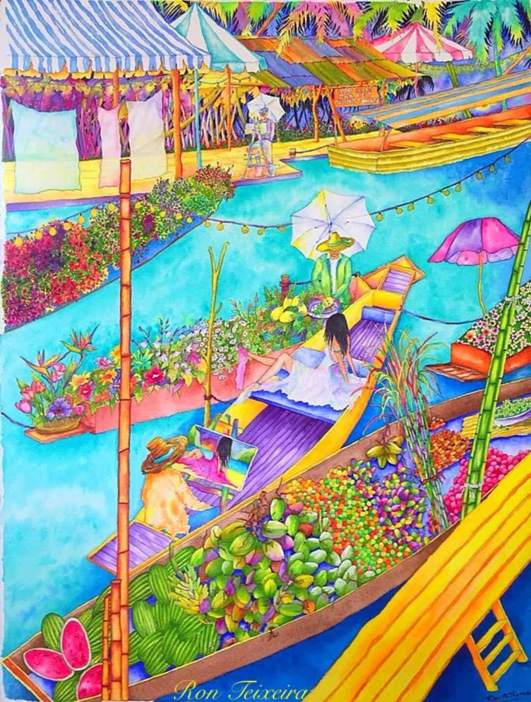 The Floating Market-watercolor Paper - Etsy