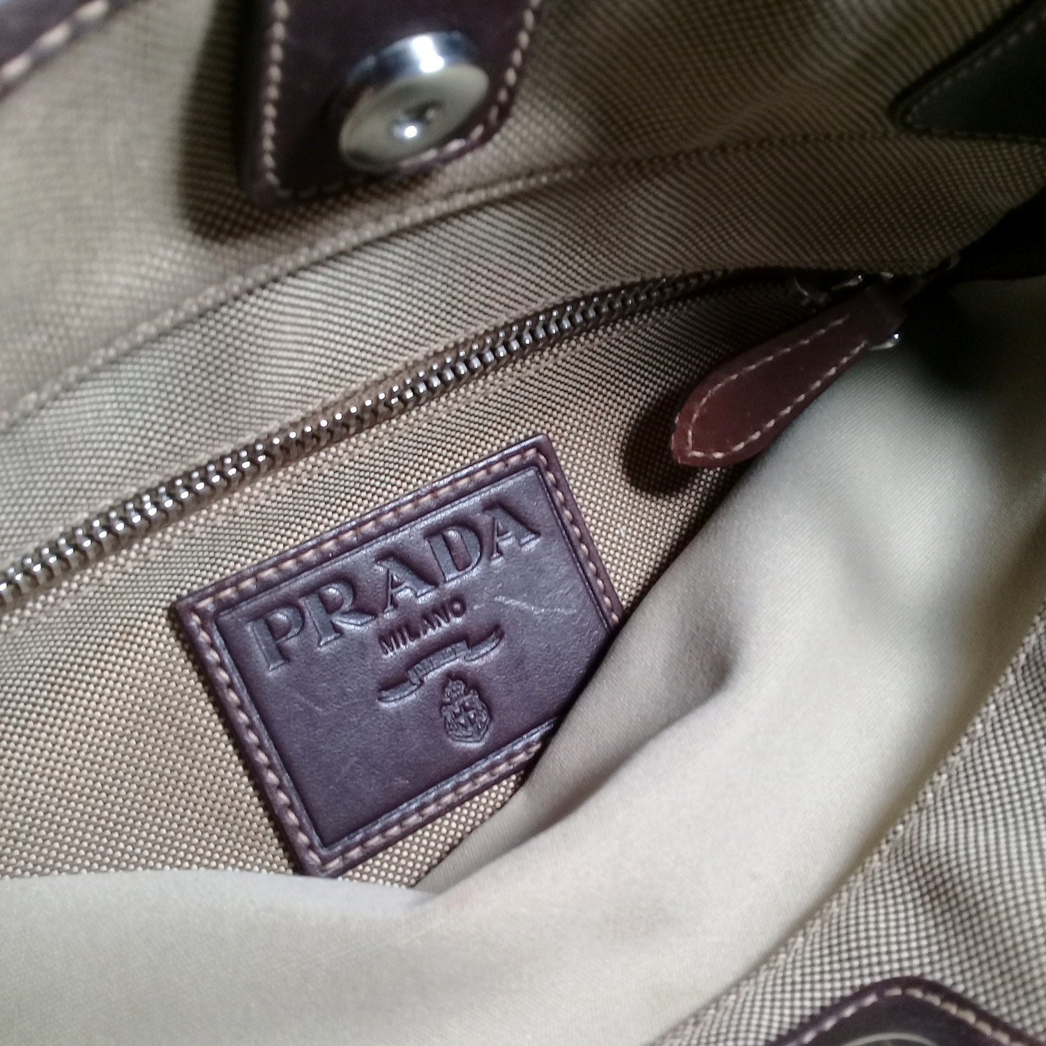 PRADA Vintage Beige Jacquard Canvas/brown Leather Trimmed - Etsy