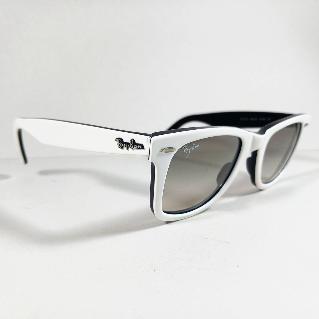 Ray Ban RB 2140 956/32 White/black Wayfarer Unisex Handmade Sunglasses ...