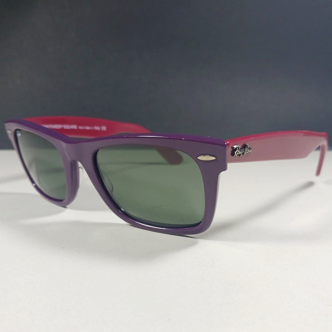 Ray Ban RB 2151 966 Wayfarer Square Violet/red Sunglasses Italy - Etsy
