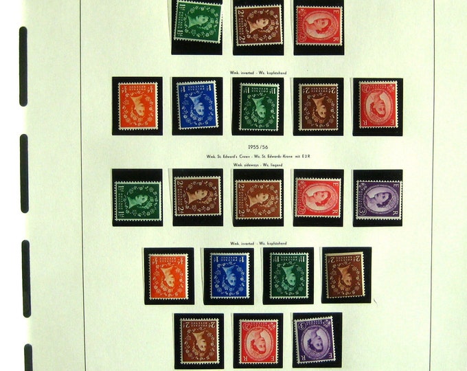 Great Britain GB Stamps, 1953-1956 Queen Elizabeth II, Tudor Crown and ...