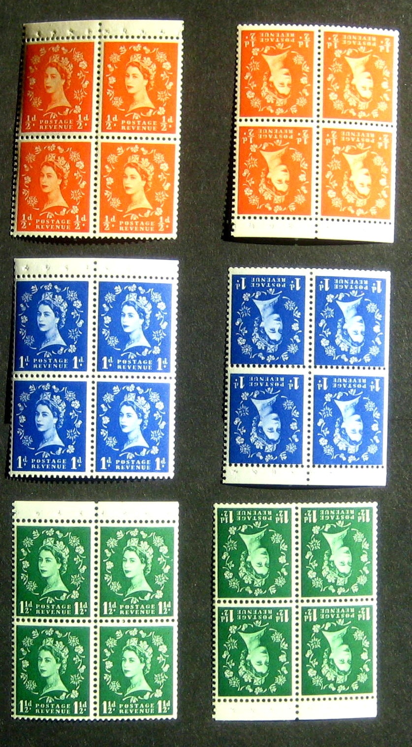 Great Britain GB Stamps, 1953 Queen Elizabeth Tudor Crown Booklet Panes ...
