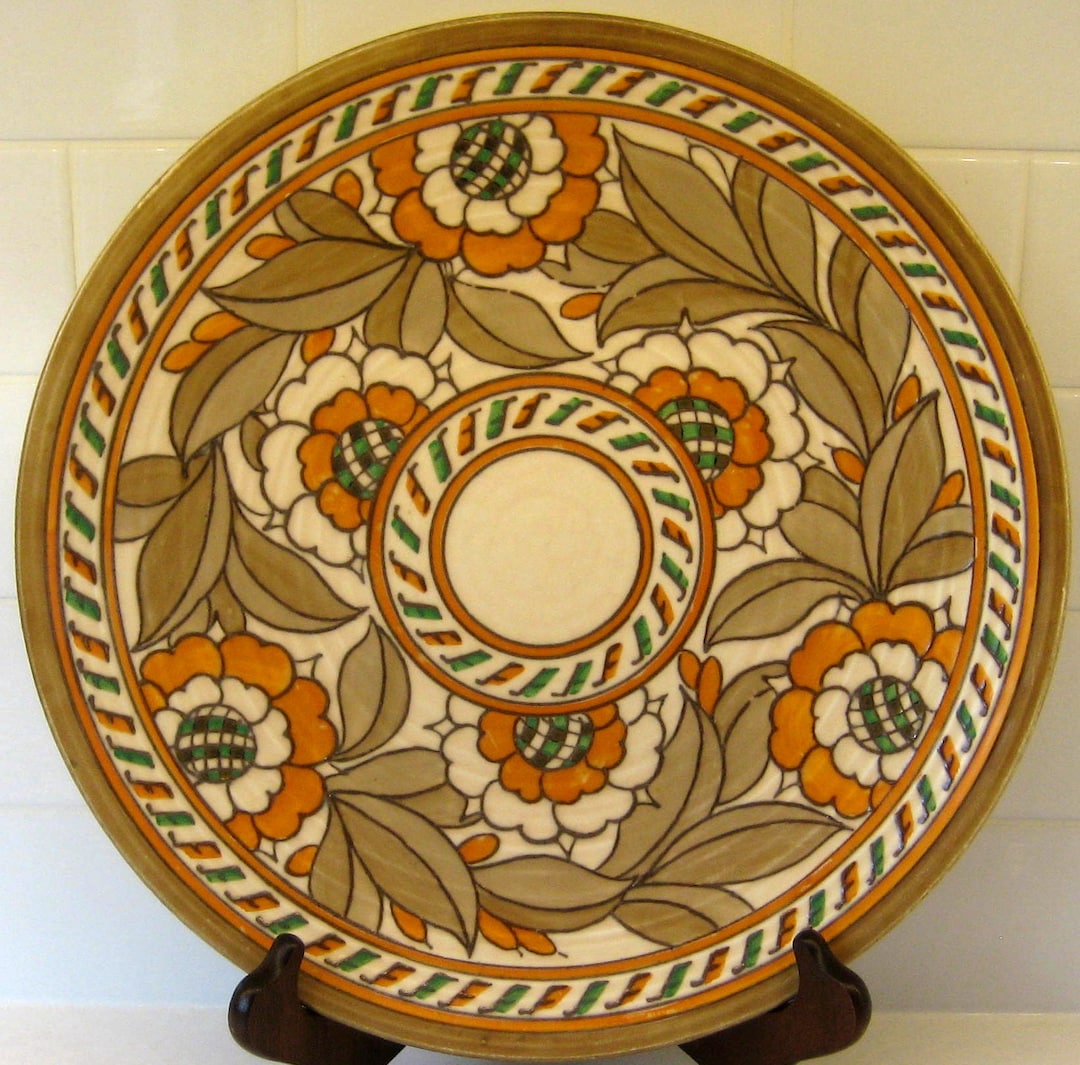 Charlotte Rhead Tudor Rose Wall Plaque: Crown Ducal Art Deco Charger - Etsy