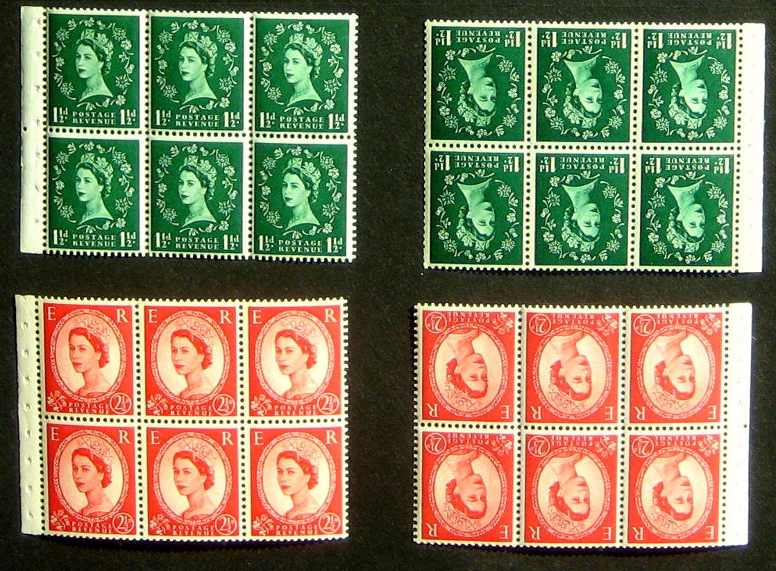 Great Britain GB Stamps, 1953 Queen Elizabeth Tudor Crown Booklet Panes ...