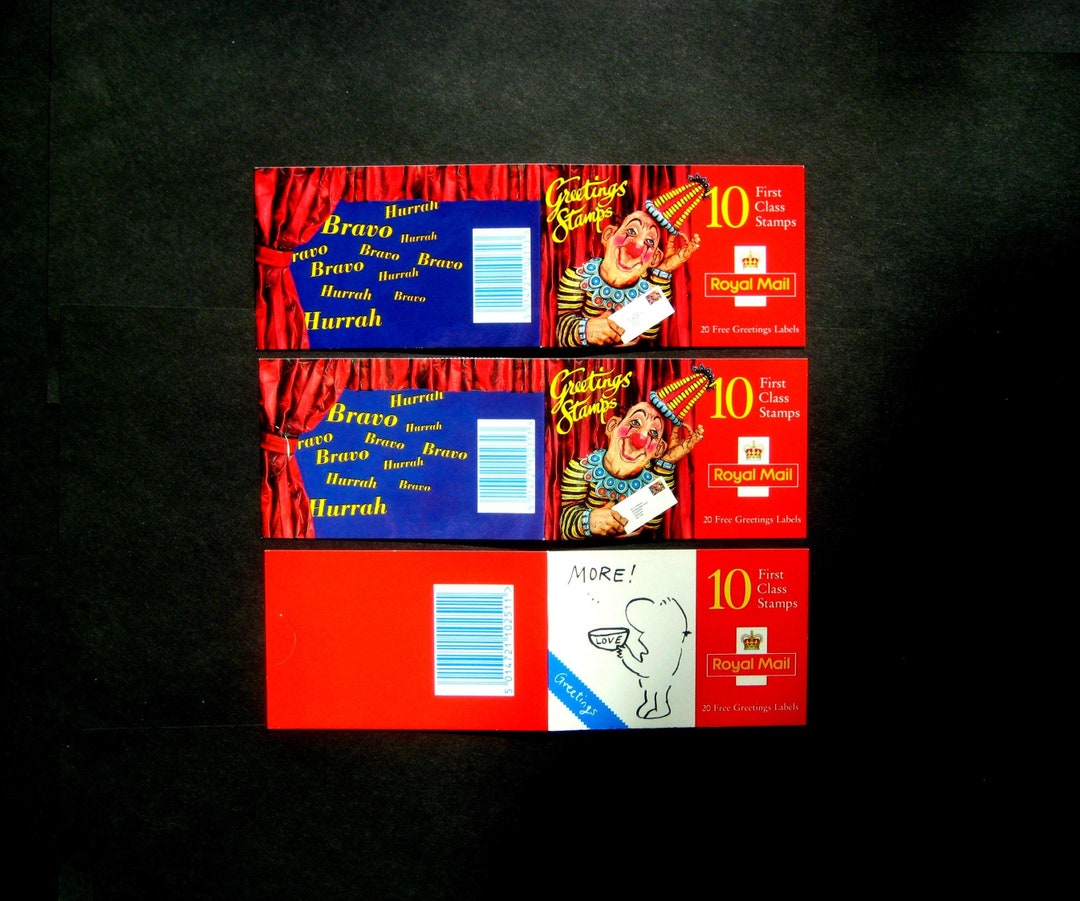 Great Britain GB Stamps, Greetings Barcode Booklets, KX7 Clowns and KX8 ...