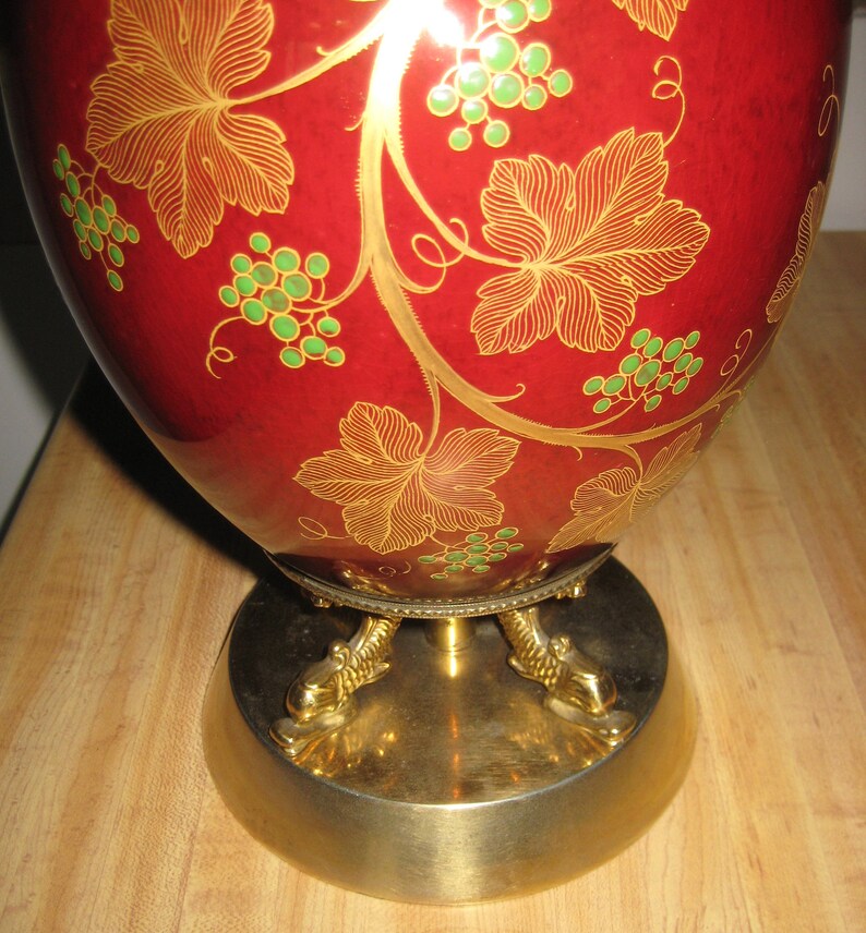Carlton Ware 1950s Rouge Royale Vine Pattern Lamp on a Diving Dolphin ...