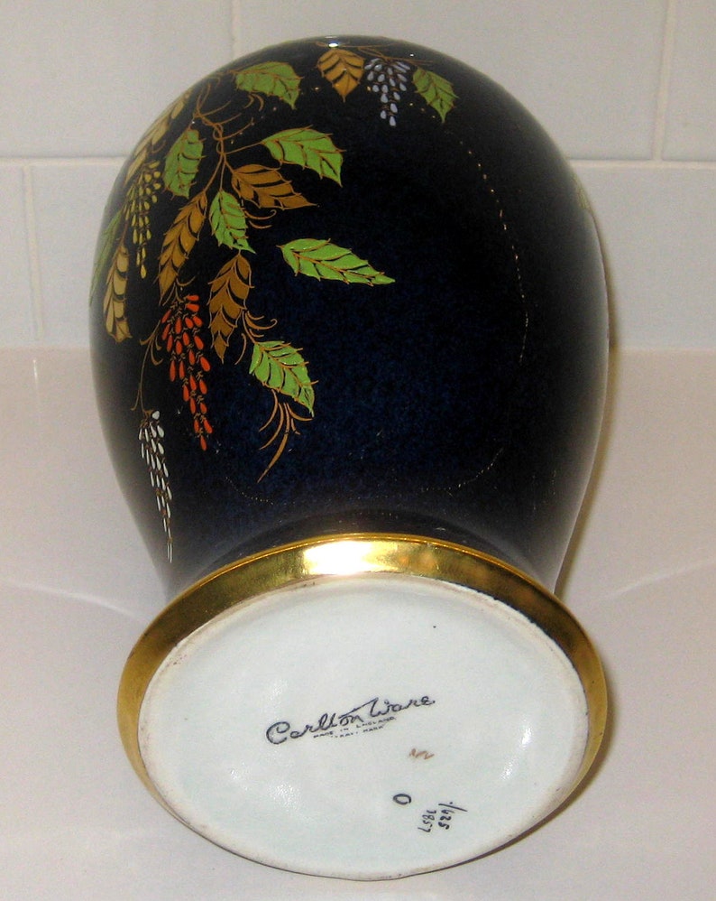 Carlton Ware 11 Inch Blue Art Deco Leaf Pattern Vase - Etsy