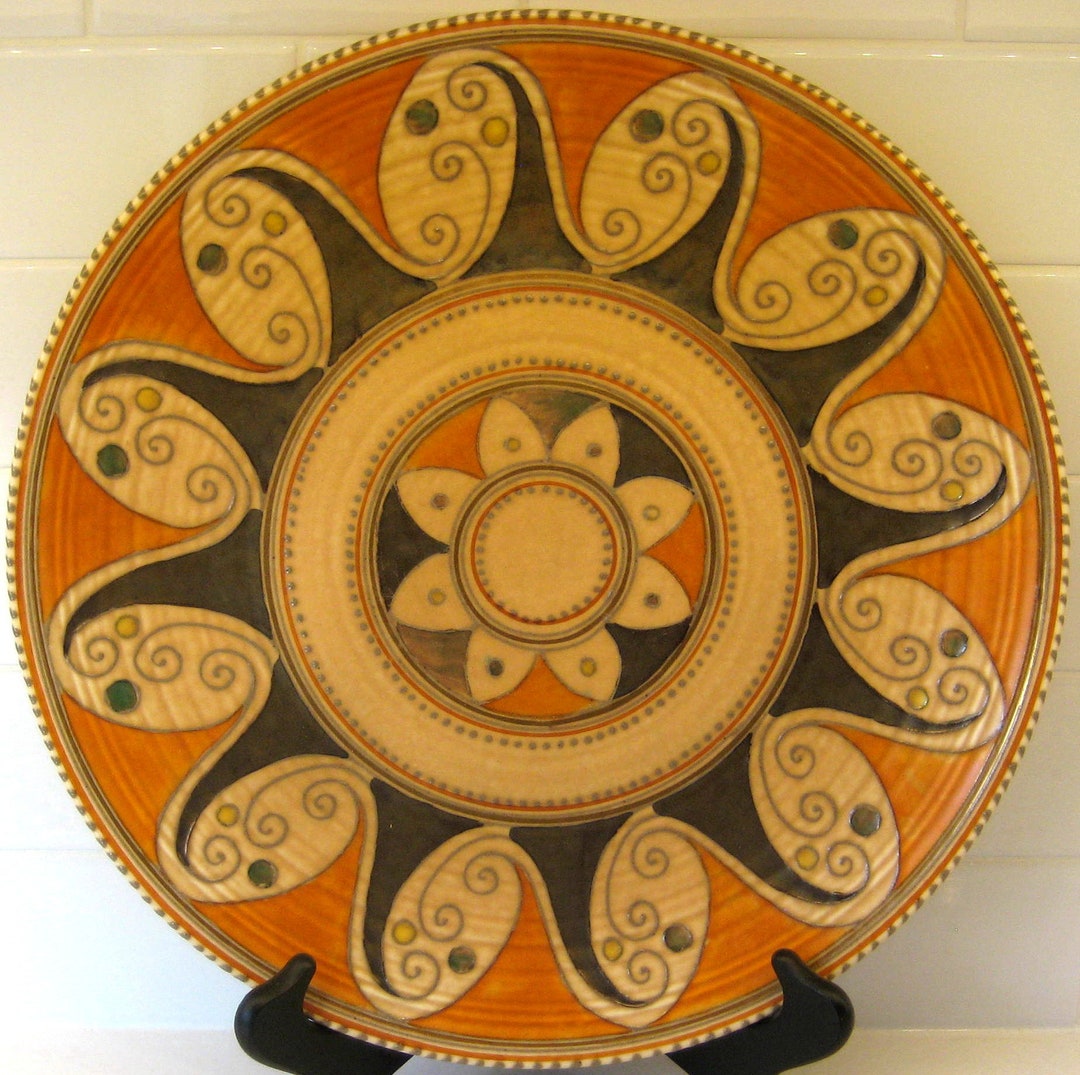 Charlotte Rhead 14 Inch, 36 Cm Crown Ducal Arabian Scroll Art Deco ...