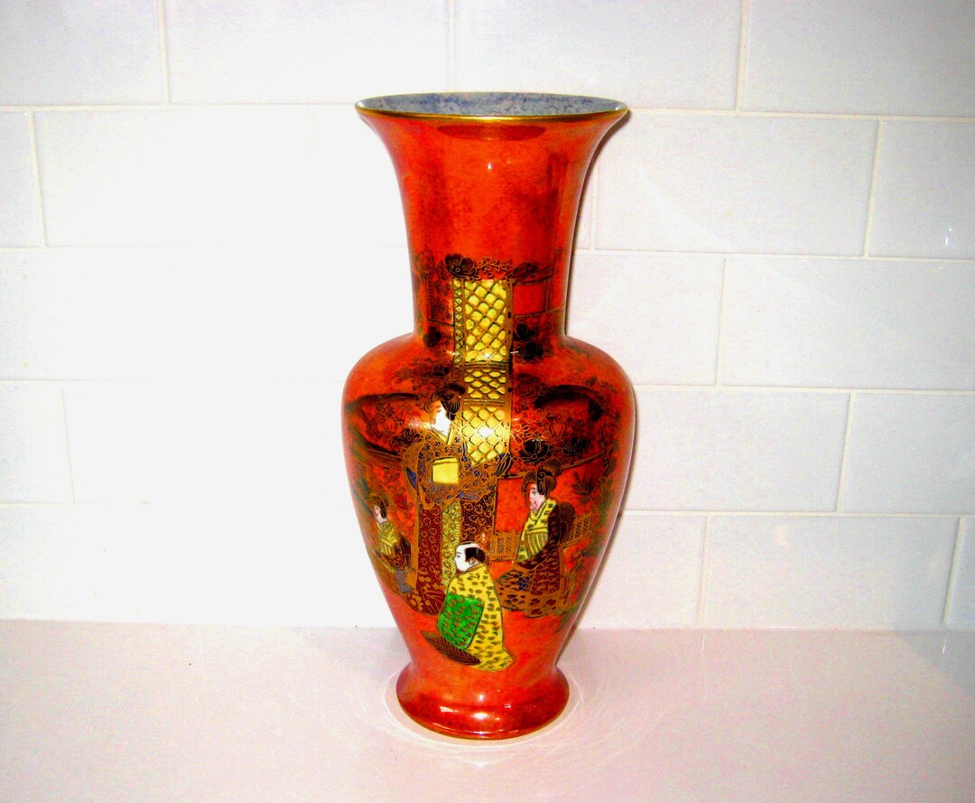 Wilton Ware Large 12.5 Inch Orange Lustre Art Deco Vase by A. G. Harley ...