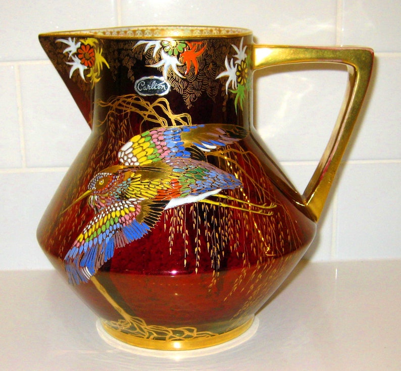 Carlton Ware 7 inch Sketching Bird Ruby Lustre Art Deco | Etsy