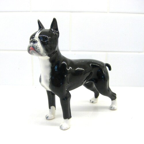 Color Glass boston terrier Figurine.Dog Figurine Glass.Figure miniature ...