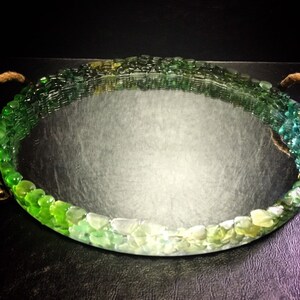 Sea Glass Tray/ Beach Decore Sea Glass Platter/ Nautical Decore Beach ...