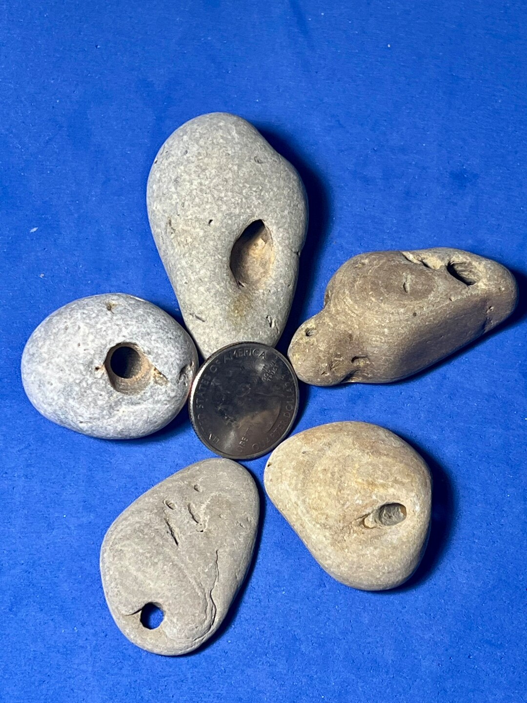Lot of 5 Hag Stones ~ Holey Stones ~ Natural Holed Beach Stones - Etsy