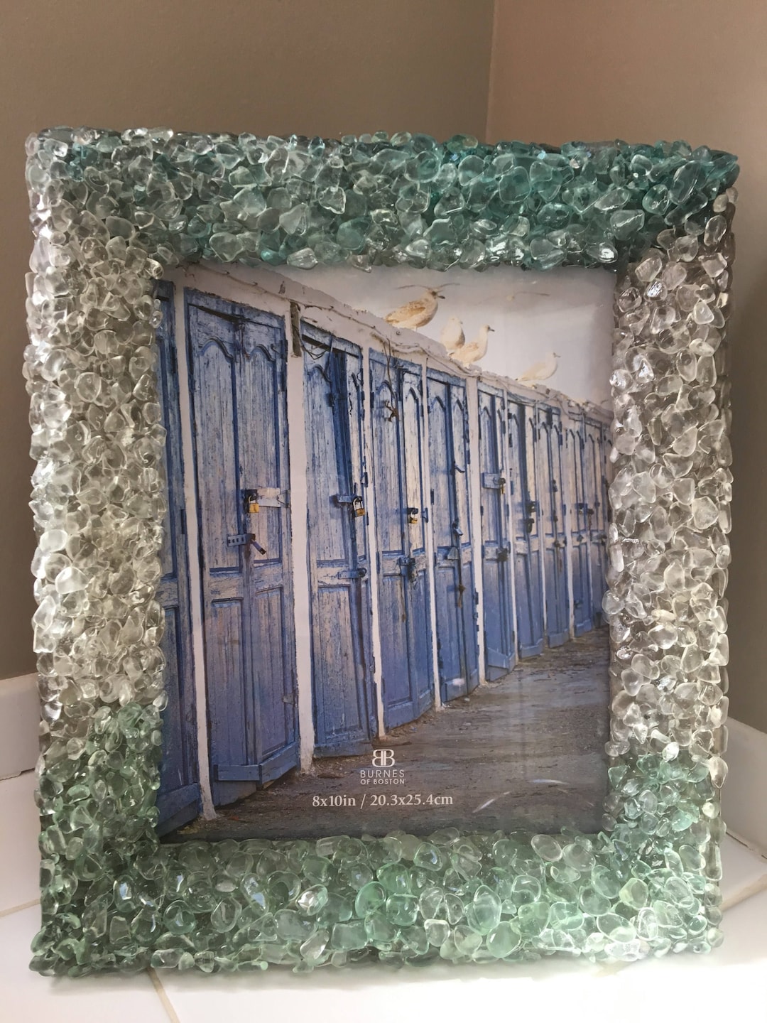 Seaglass Frame 8 X 10" / Beach Decore Sea Glass Picture Frame Nautical ...