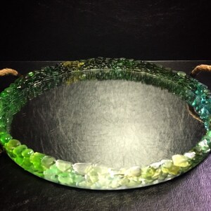 Sea Glass Tray/ Beach Decore Sea Glass Platter/ Nautical Decore Beach ...