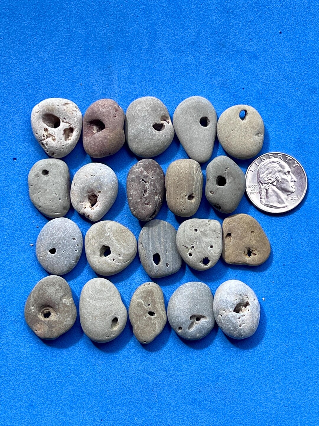 Lot of 20 Hag Stones Holey Stones Natural Holed Beach Stones Jewelry ...