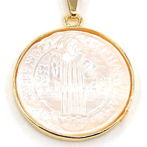 Mother of Pearl St. Benedict Medal Shell Medallion San - Etsy