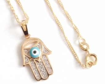 Mano De Fatima Necklace Hand of God Gold Hand of Fatima Chain | Etsy