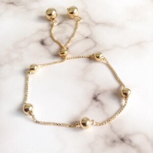 Stackable Adjustable Ball Bracelet Bolo Bracelet Gold Toggle Slide ...