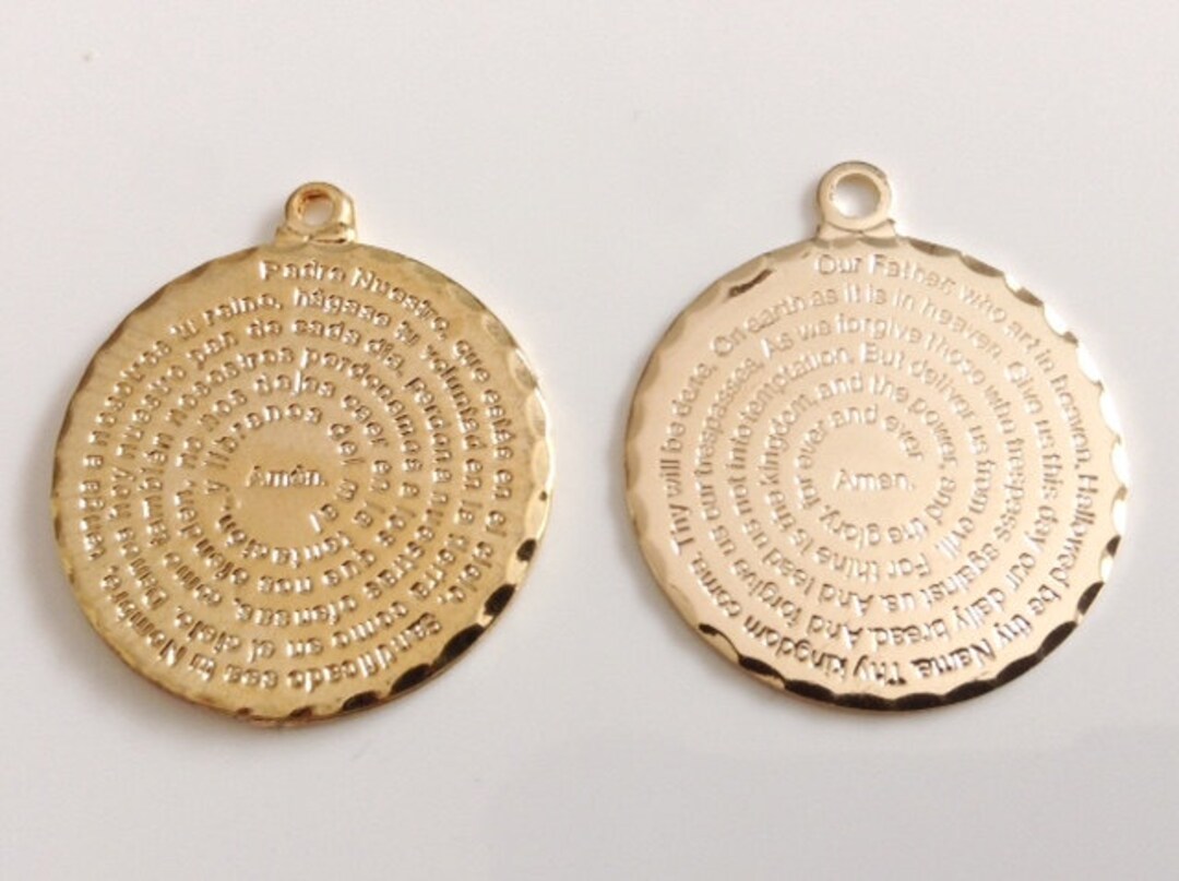 Our Lord Pray Pendant 18K Gold Plated Engraved Our Father Spanish ...
