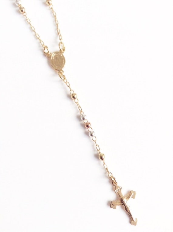 Catholic Rosary for woman Rosary Beads Necklace Gold Gold plated crucifix Pendant Gold Rose and Silver Plated Cross Necklace Rosaries Etsy