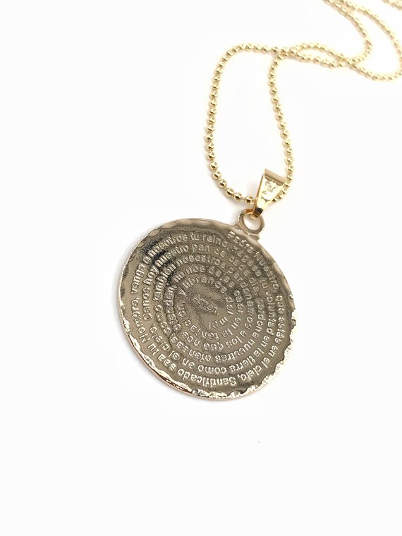 Our Lord Pray Necklace Our Father Prayer Pendant Gold Plated Chain Gold Plated Our Father Spanish Prayer Necklace Oracion Padre Nuestro Etsy Canada