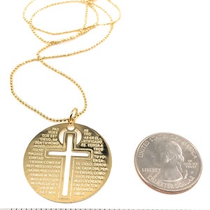 Gold Crucifix Necklace, Our Father Prayer Pendant Necklace, Tiny Gold ...