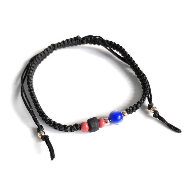 Real Azabache Evil Eye Protection Bracelet, Macrame Jet Stone - Etsy
