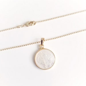 Saint Benedict Shell Medals, Mother of Pearl St Benedict Pendant, San ...