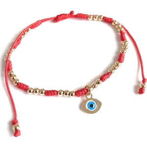 Evil Eye Red String Bracelet, Adjustable Knotted Bracelet, Turkish ...