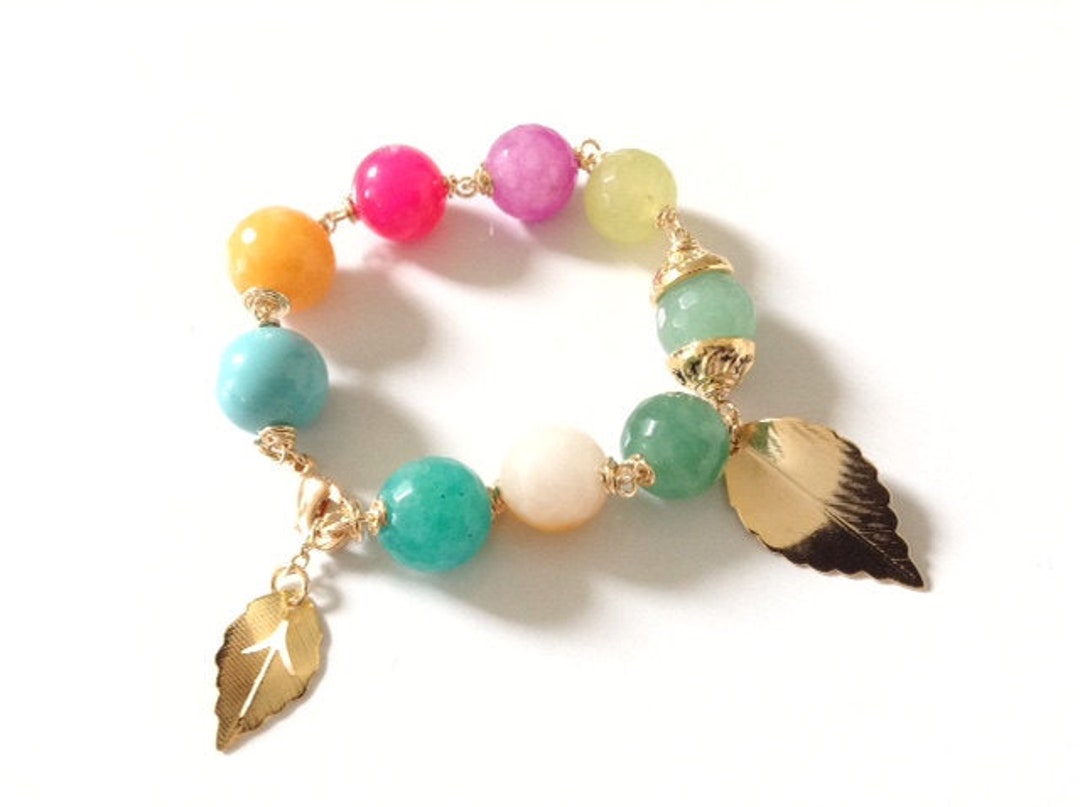 Spring Bracelets, Rainbow Stone Boho Bracelet, Soft Pastel Color Beads ...