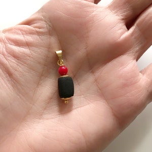 Red Coral Azabache Pendant, Genuine Azabache Jet Stone Charm, Baby ...