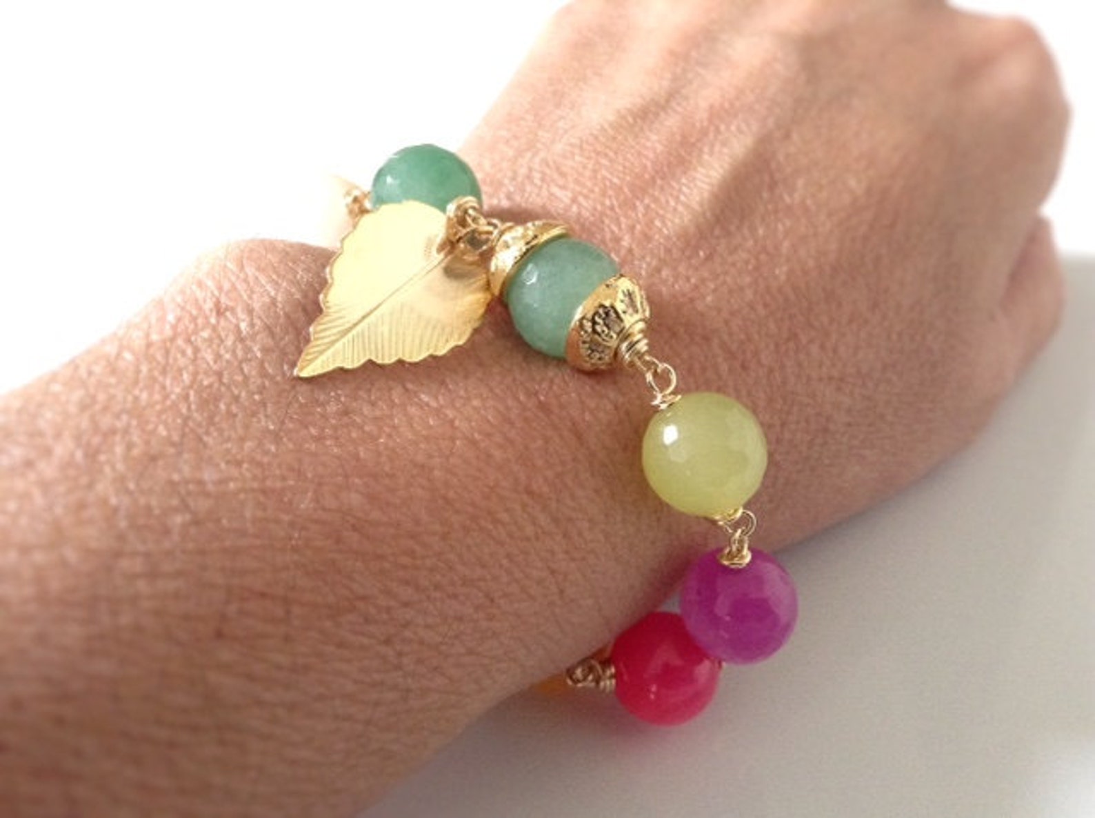 Spring Bracelets Rainbow Stone Boho Bracelet Soft Pastel - Etsy