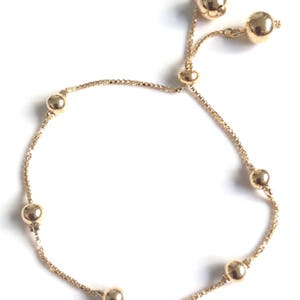 Stackable Adjustable Ball Bracelet Bolo Bracelet Gold Toggle Slide ...