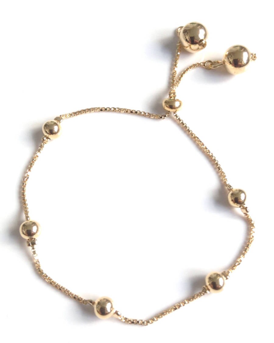 Stackable adjustable ball bracelet Bolo bracelet gold toggle | Etsy