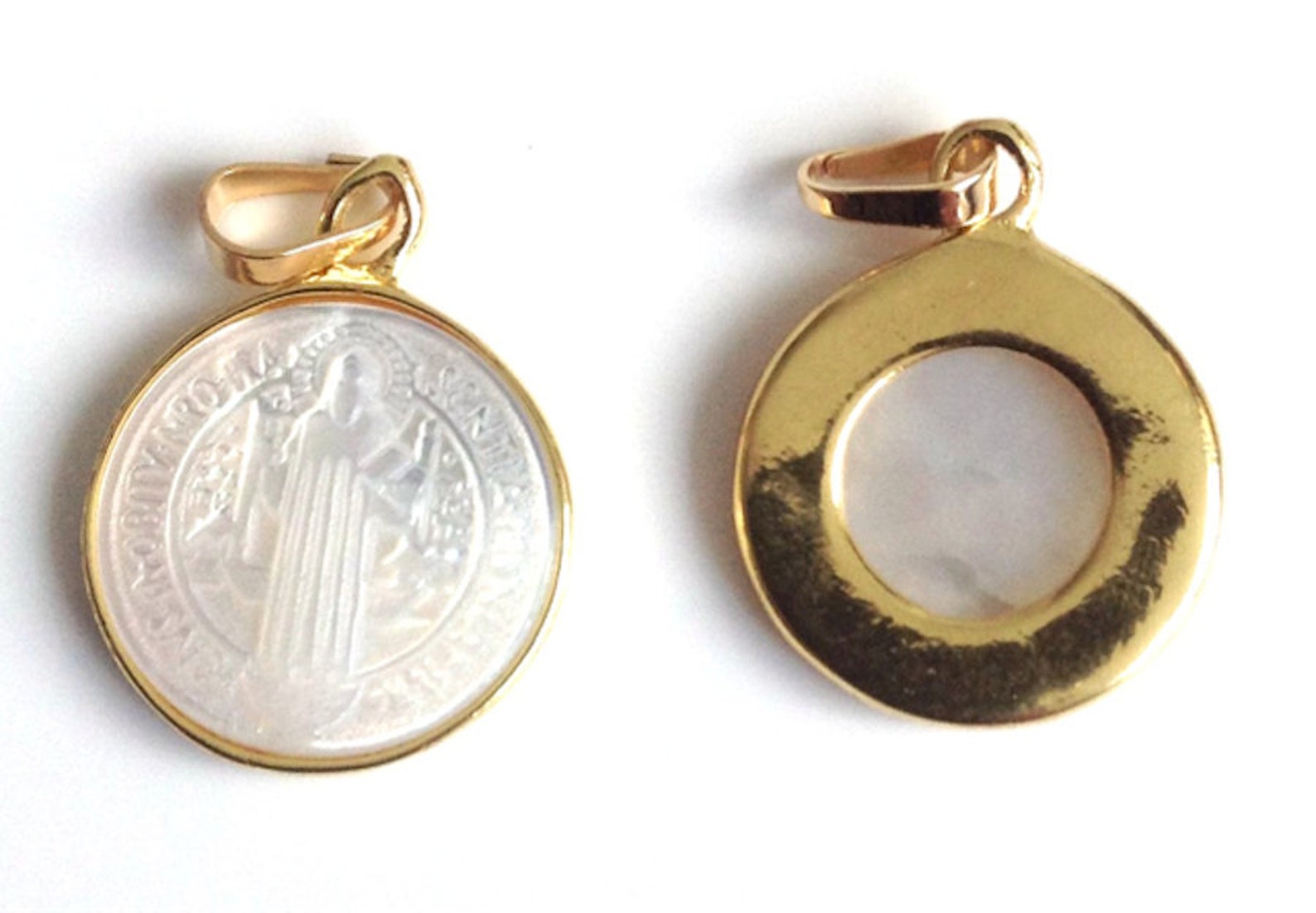 Saint Benedict Shell Medals Mother of Pearl St Benedict - Etsy