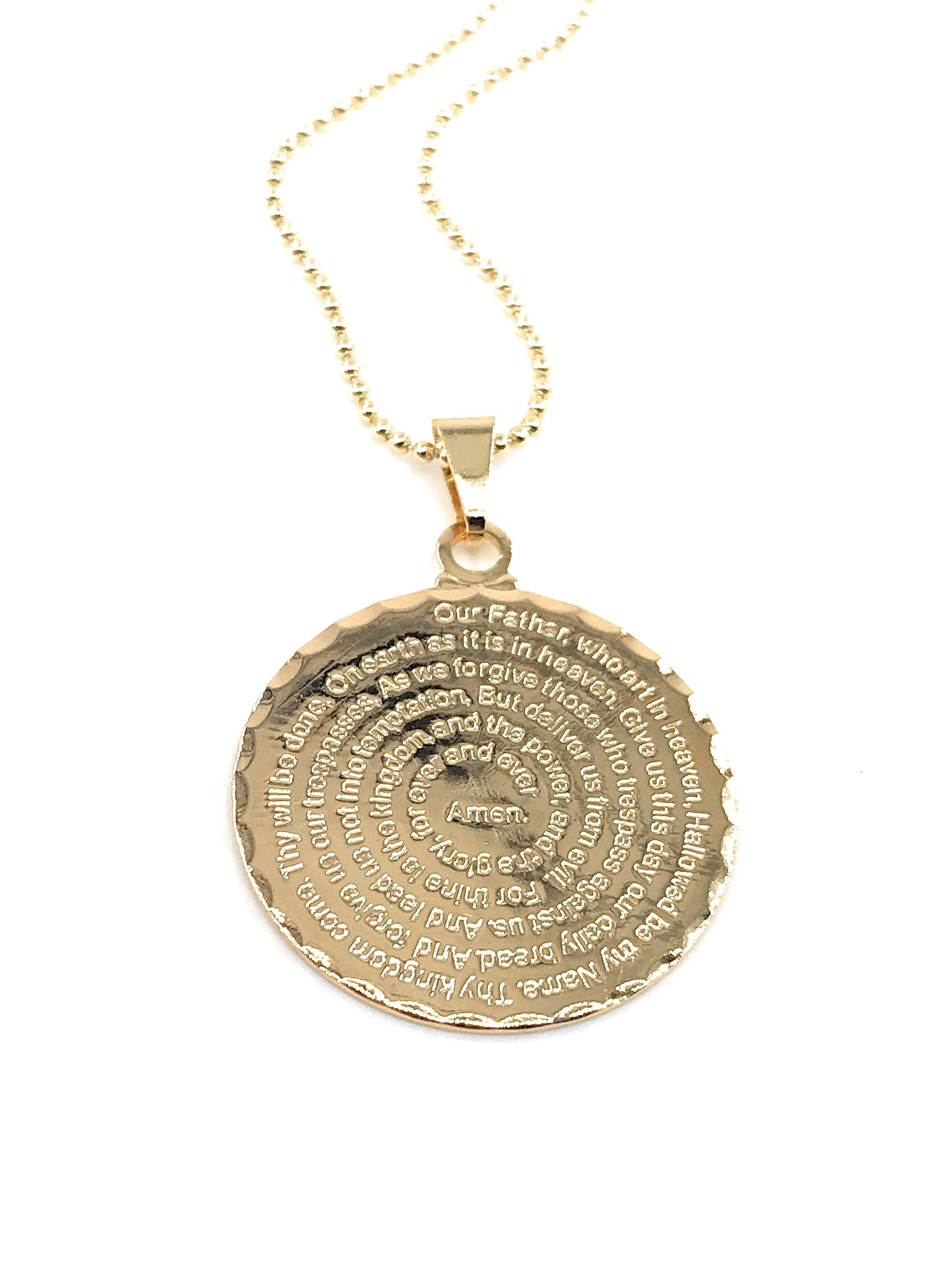 Our Lord Pray Pendant Necklace tiny gold plated Chain Gold | Etsy